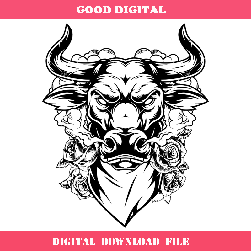 Angry Bull Svg, Bull and Rose Svg, Bull Head Svg, Bull Art | Inspire Uplift