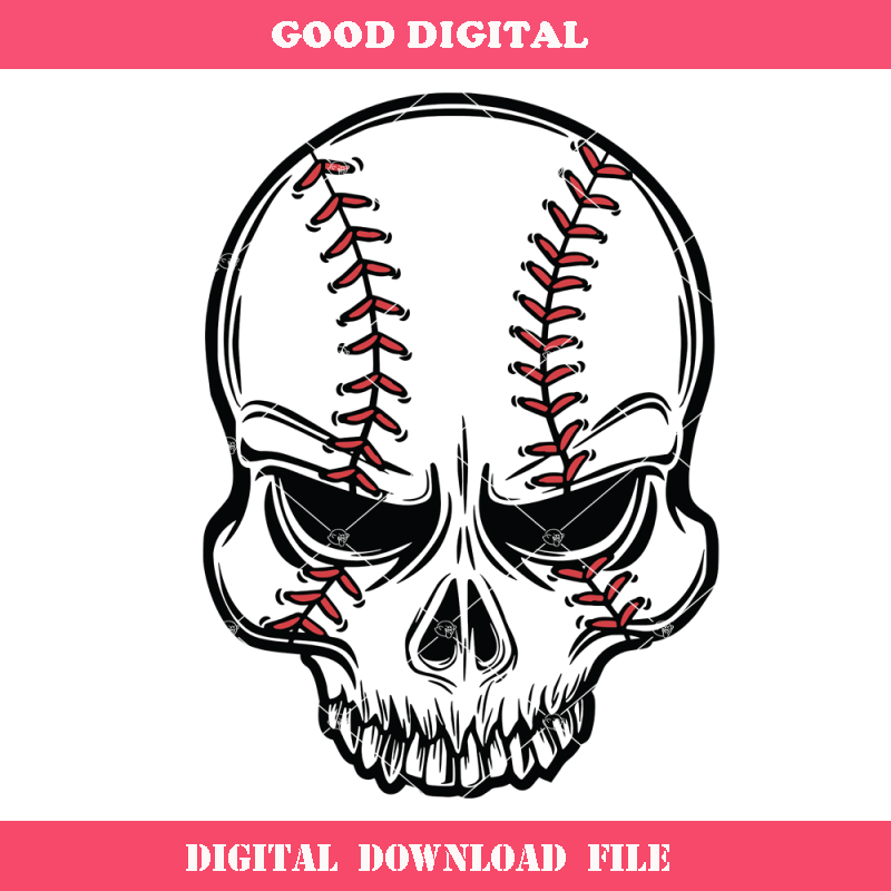 Baseball Skull Svg, Softball Skull Svg, Baseball Game Svg | Inspire Uplift