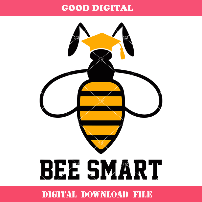 Bee with Graduate Hat Svg, Bee Smart Svg, Graduate Svg - Inspire Uplift