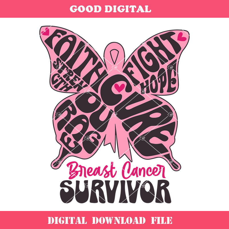 Butterfly Pink Ribbon Awareness Svg, Breast Cancer Survivor | Inspire ...