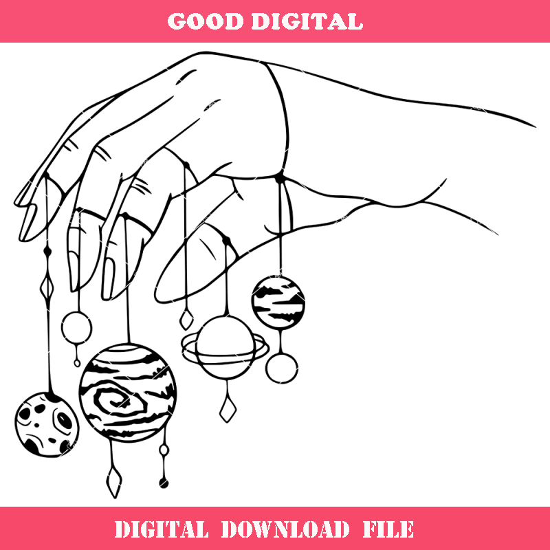 Celestial Planet Hand Svg, Outer Space Svg, Sun Moon Svg | Inspire Uplift