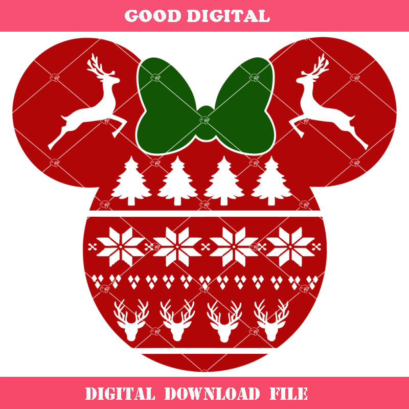 Christmas Minnie Mouse Head Svg, Christmas Vacation Svg | Inspire Uplift