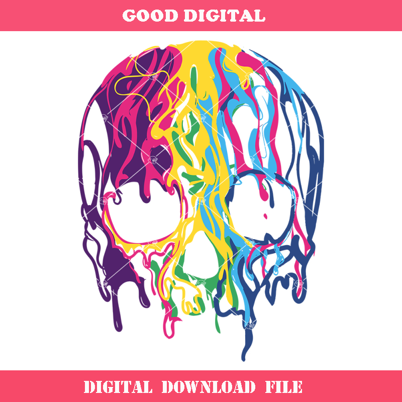 Colorful Melting Skull Svg, Skull Art Svg, Cool Skull Svg - Inspire Uplift