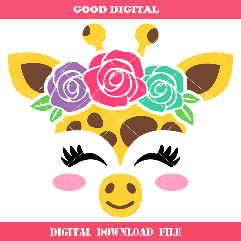 Cute Giraffe with Flowers Svg, Giraffe Girl Svg | Inspire Uplift