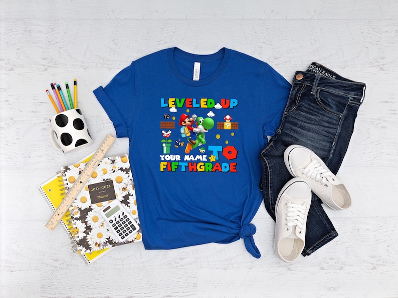 Leveled Up To Fifth Grade Shirt, Mario Fifth Grade Shirt, Fi | Inspire ...