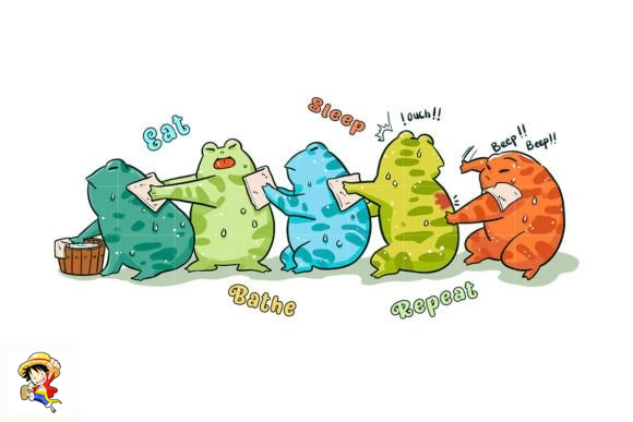 Eat Sleep Bath Repeat Kawaii Frog Png | Inspire Uplift