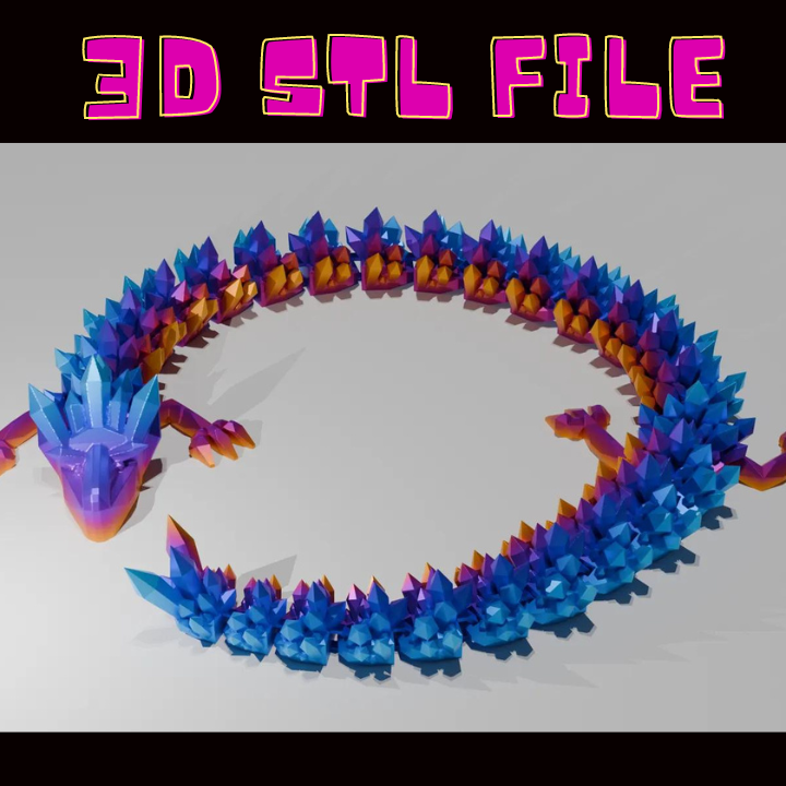 Articulated Crystal Dragon 3D STL FILE | Inspire Uplift