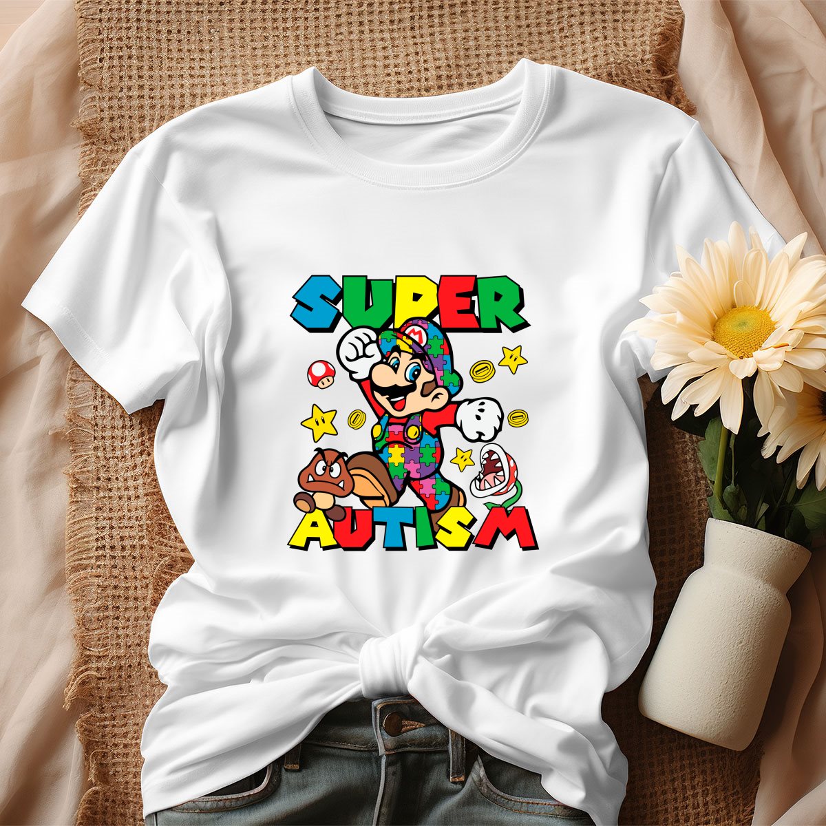 Super Autism Mario Puzzle Pieces Shirt | Inspire Uplift