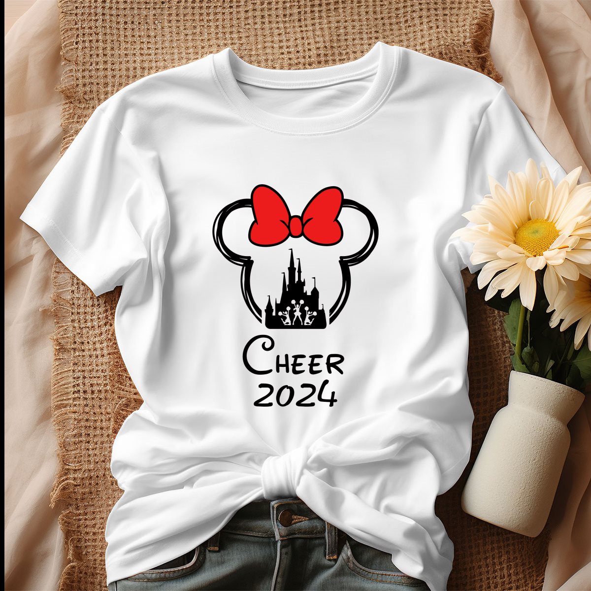 Disney Cheer 2024 Minnie Mouse Head Shirt | Inspire Uplift
