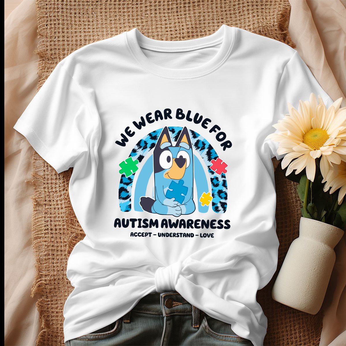 Bluey We Wear Blue For Autism Accept Understand Love Shirt | Inspire Uplift