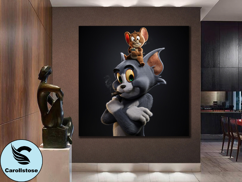 Tom and Jerry Canvas Print, Cartoon Canvas Wall Art, Abstra | Inspire ...