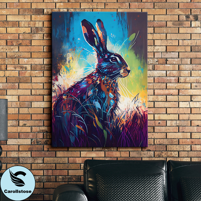 Bunny Rabbit Abstract Hare Animal Oil Painting Rainbow Pet S | Inspire ...