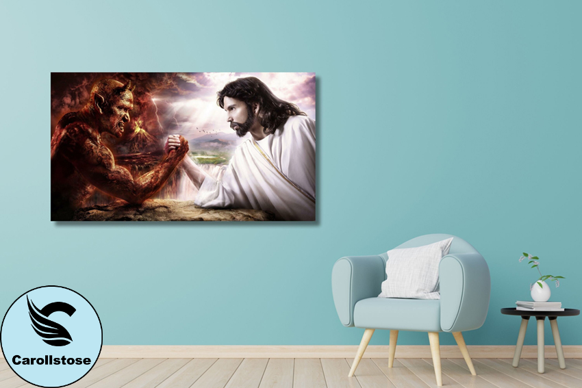 Jesus Devil Vs God Print,Jesus Christ Devil Satan God Canv | Inspire Uplift