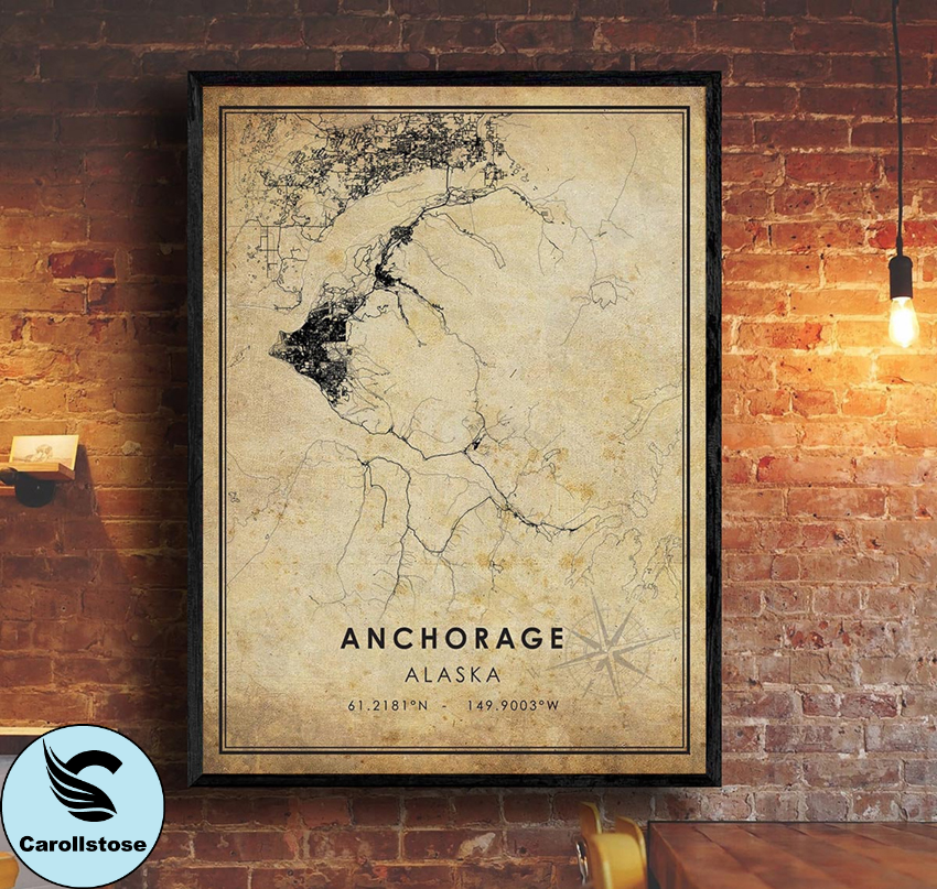 Anchorage Vintage Map Print , Anchorage Map , Anchorage Alas | Inspire ...