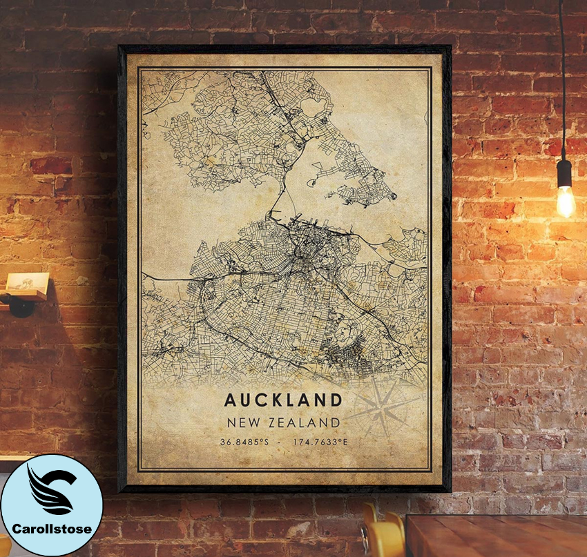 Auckland Vintage Map Print , Auckland Map , New Zealand Map - Inspire ...