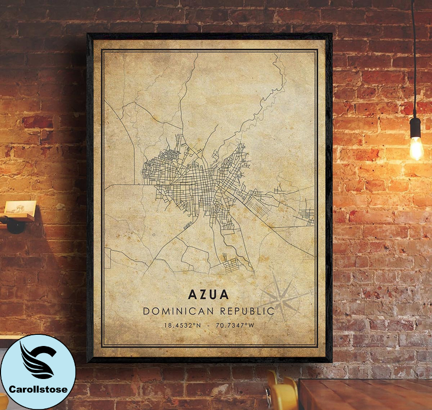 Azua Vintage Map Print , Azua Map , Dominican Republic Map A | Inspire ...