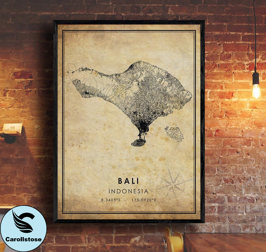 Bali Vintage Map Print , Bali Map , Indonesia Map Art , Bali - Inspire ...