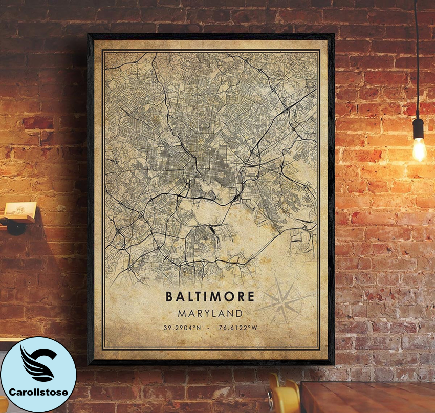 Baltimore Vintage Map Print , Baltimore Map , Maryland Map A | Inspire ...