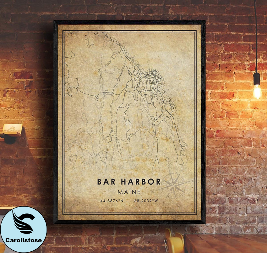 Bar Harbor Vintage Map Print , Bar Harbor Map , Maine Map Ar | Inspire ...