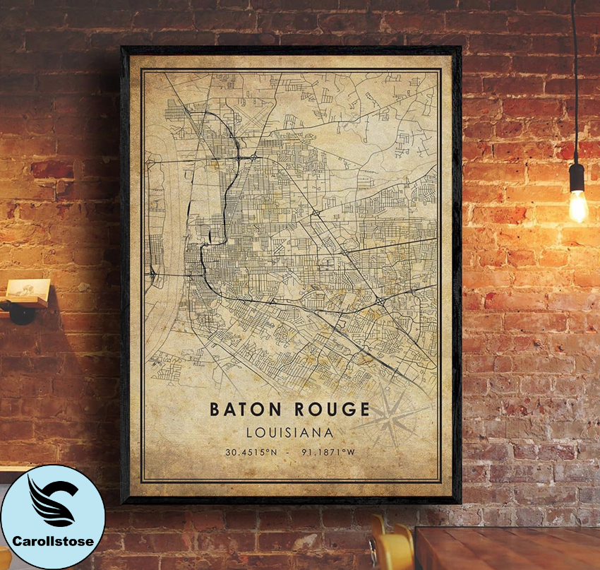 Baton Rouge Vintage Map Print , Baton Rouge Map , Louisiana | Inspire ...