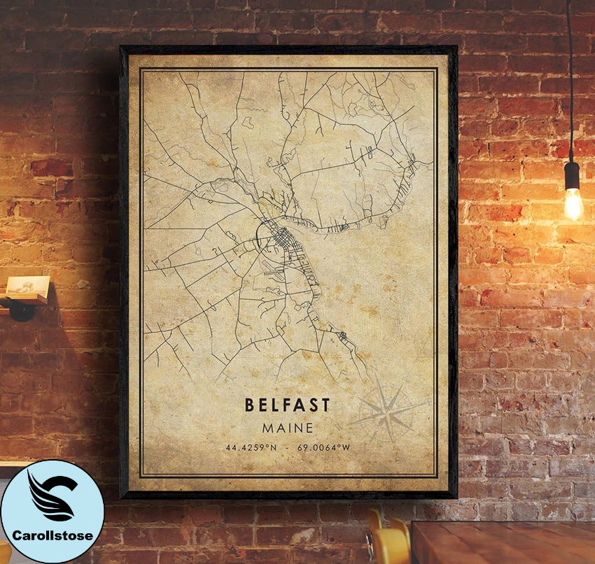 Belfast Vintage Map Print , Maine Map , Belfast Maine Map A | Inspire ...