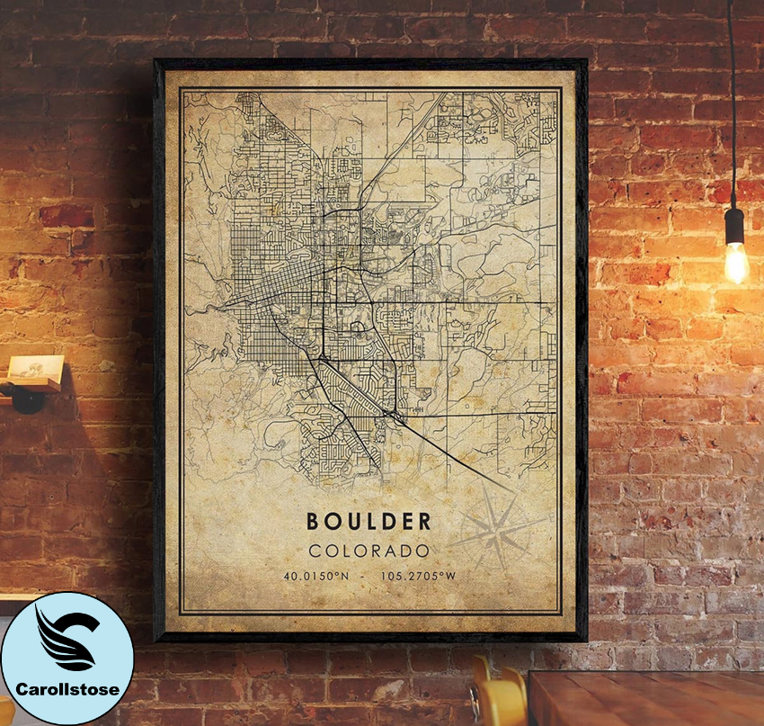 Boulder Vintage Map Print , Boulder Map , Boulder Colorado C | Inspire ...