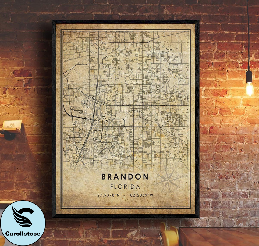 Brandon Vintage Map Print , Brandon Map , Florida Map Art , | Inspire ...