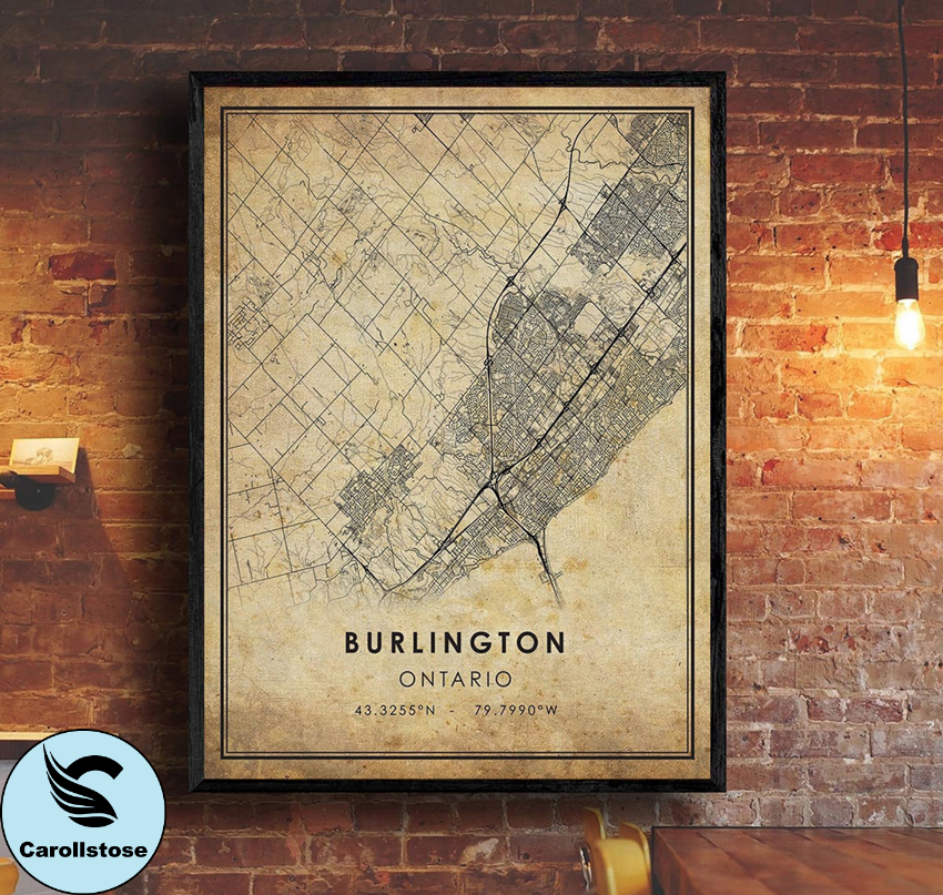 Burlington Vintage Map Print , Burlington Map , Burlington O | Inspire ...