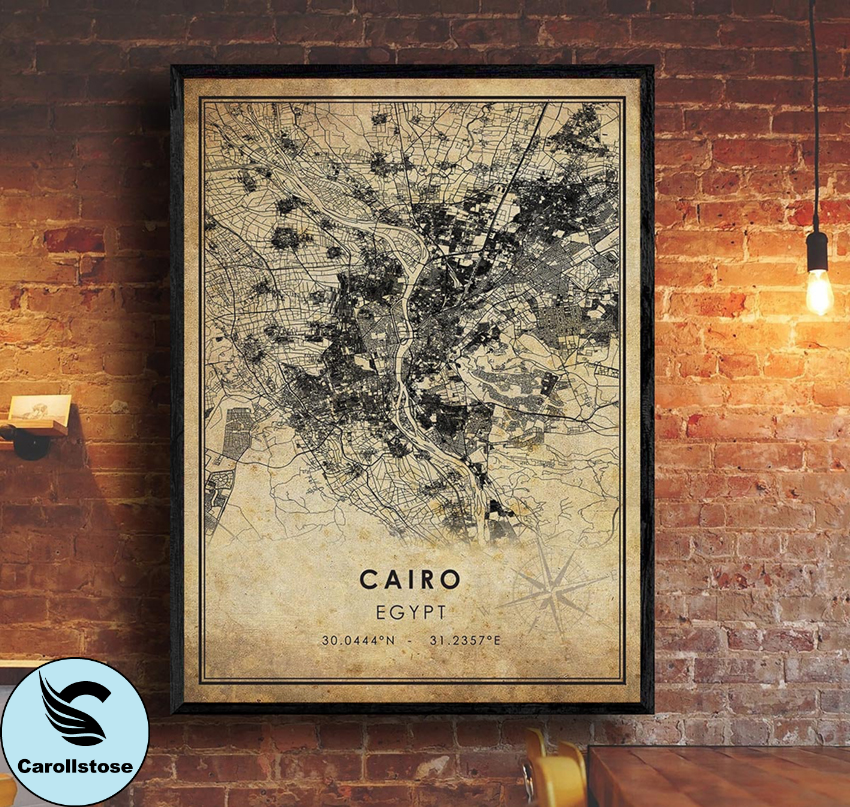 Cairo Vintage Map Print , Cairo Map , Egypt Map Art , Cairo - Inspire ...