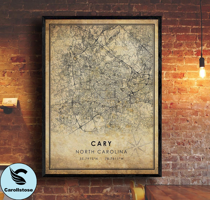 Cary Map Print , Cary Map , North Carolina Map Art , Cary Ci | Inspire ...