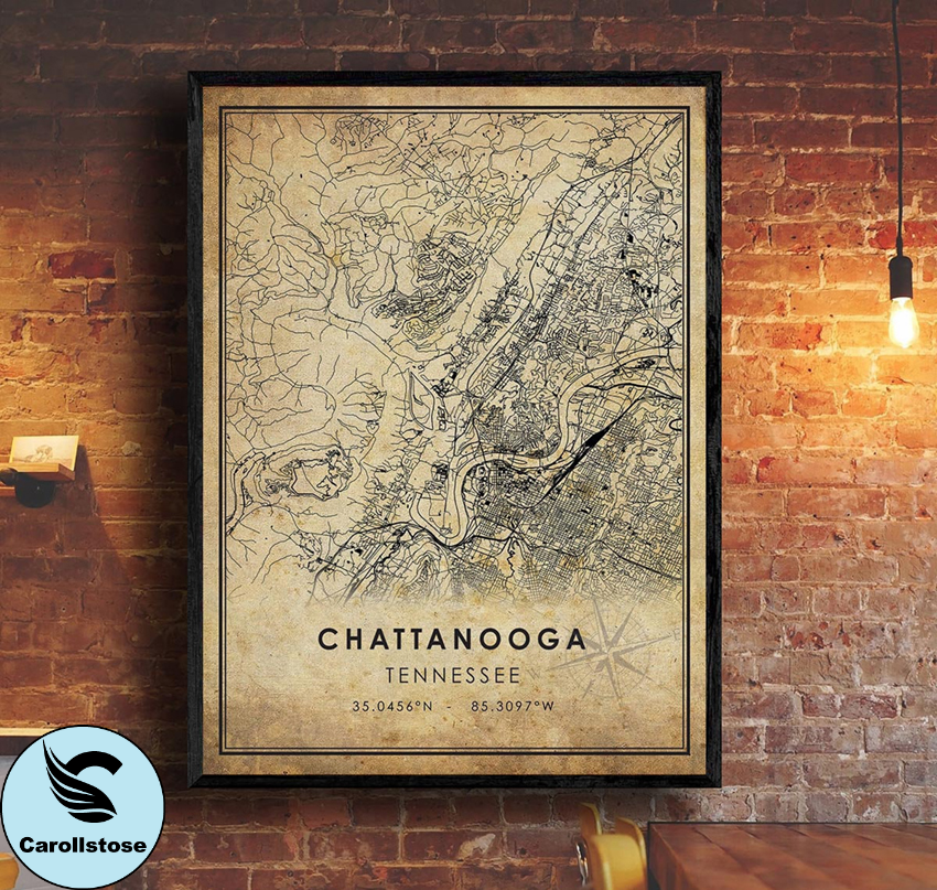 Chattanooga Vintage Map Print , Chattanooga Map , Tennessee | Inspire ...