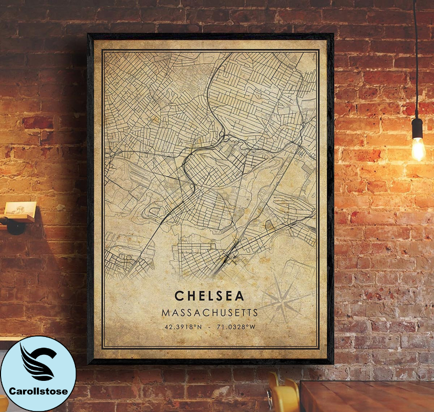 Chelsea Massachusetts Vintage Map Print , Chelsea Map , Mass | Inspire ...