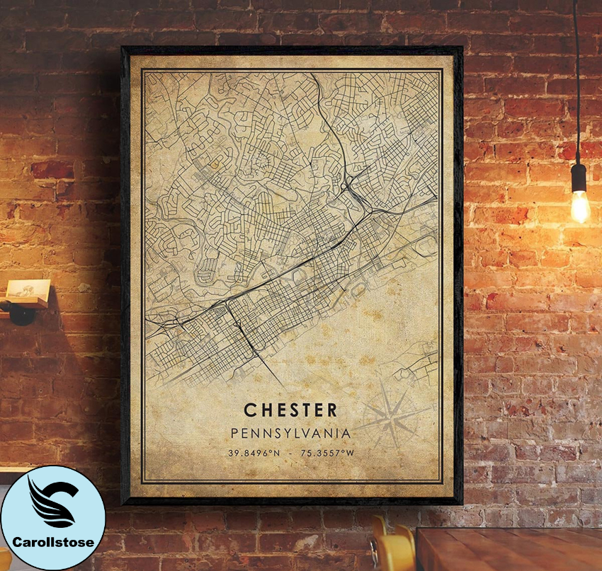 Chester Vintage Map Print , Chester Map , Pennsylvania Map A | Inspire ...