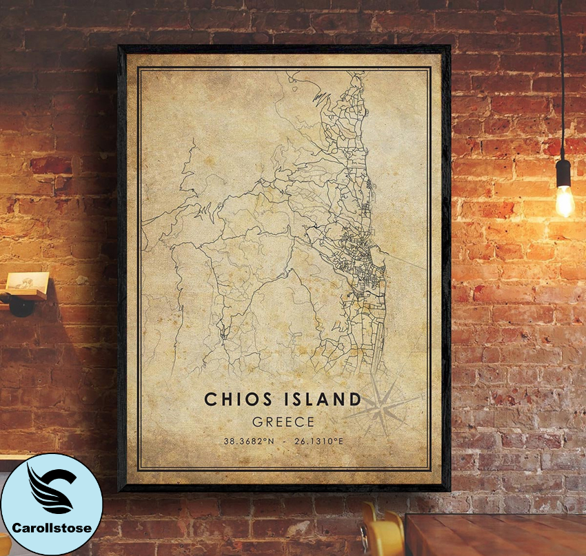 Chios Island Map Print , Chios Island Map , Greece Map Art , | Inspire ...