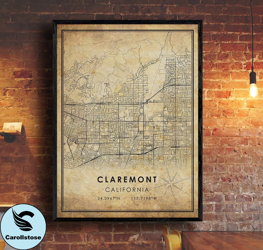 Claremont Map Print , Claremont Map , California Map Art , C | Inspire ...