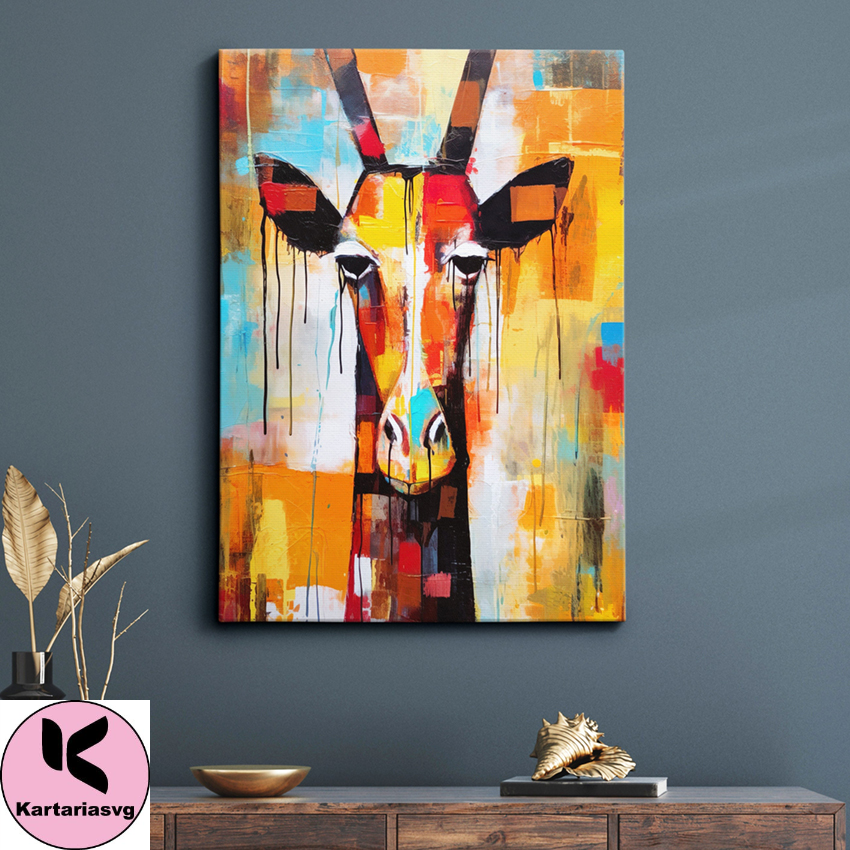 Fun Giraffe Picasso Basquiat Abstract Oil Painting Style Wa | Inspire ...