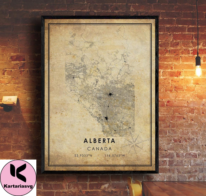 Alberta Map Print , Alberta Map , Canada Map Art , Alberta C | Inspire ...