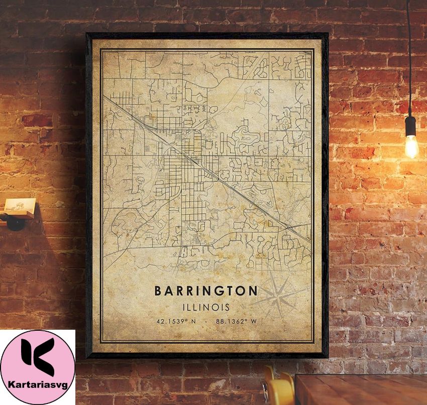 Barrington Vintage Map Print , Barrington Map , Illinois Map | Inspire ...