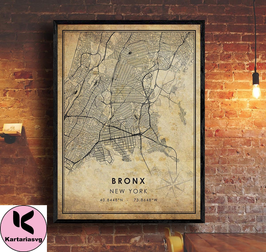 Bronx Vintage Map Print , Bronx Map , New York Map Art , Bro | Inspire ...