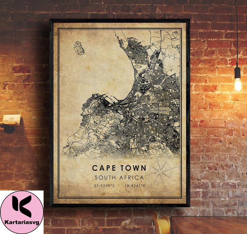 Cape Town Vintage Map Print , Cape Town Map , South Africa M | Inspire ...