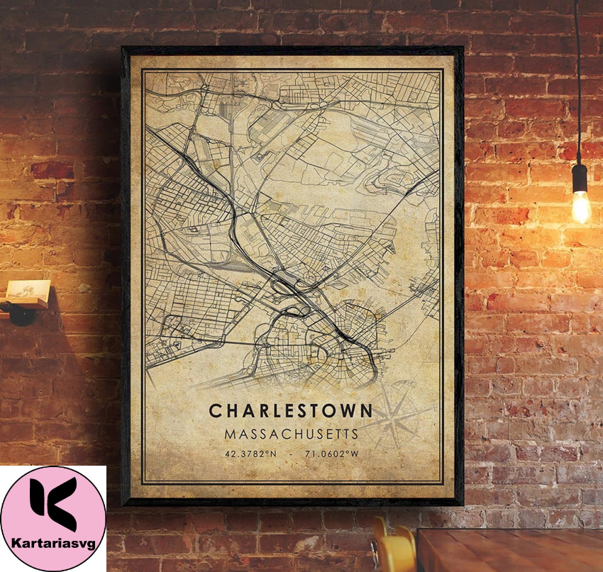 Charlestown Vintage Map Print , Charlestown Map , Massachuse | Inspire ...