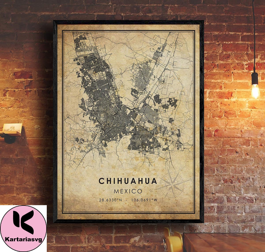 Chihuahua Map Print , Chihuahua Map , Mexico Map Art , Chihu | Inspire ...