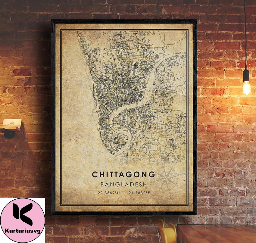 Chittagong Map Print , Chittagong Map , Bangladesh Map Art , - Inspire ...