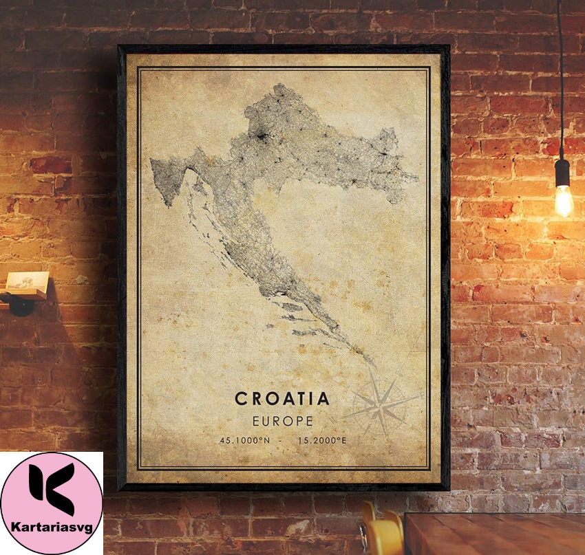 Croatia Map Print , Croatia Map , Europe Map Art , Croatia C | Inspire ...