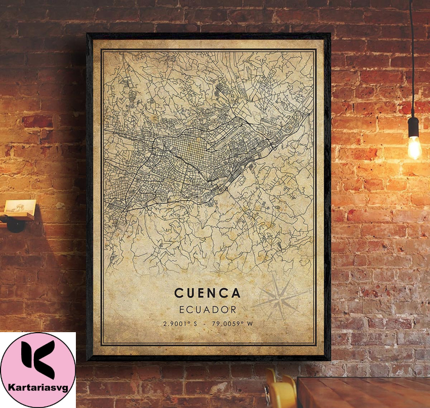 Cuenca Vintage Map Print , Cuenca Map , Ecuador Map Art , Cu | Inspire ...