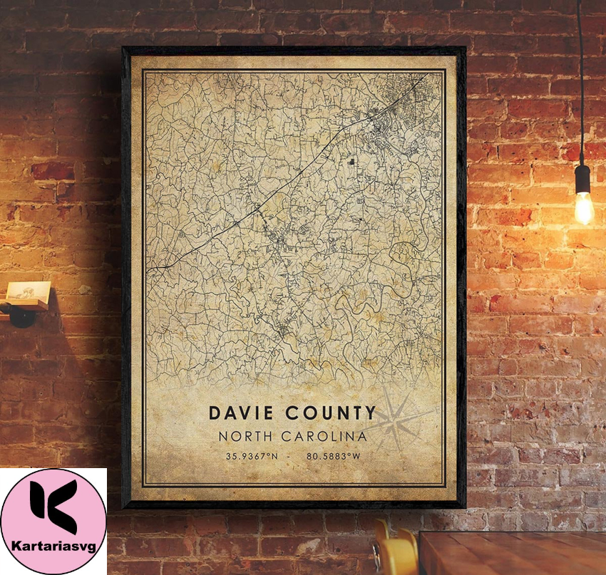 Davie County Map Print , Davie County Map , North Carolina M - Inspire ...