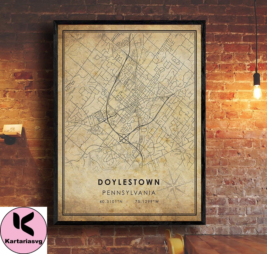 Doylestown Map Print , Doylestown Map , Pennsylvania Map Art | Inspire ...