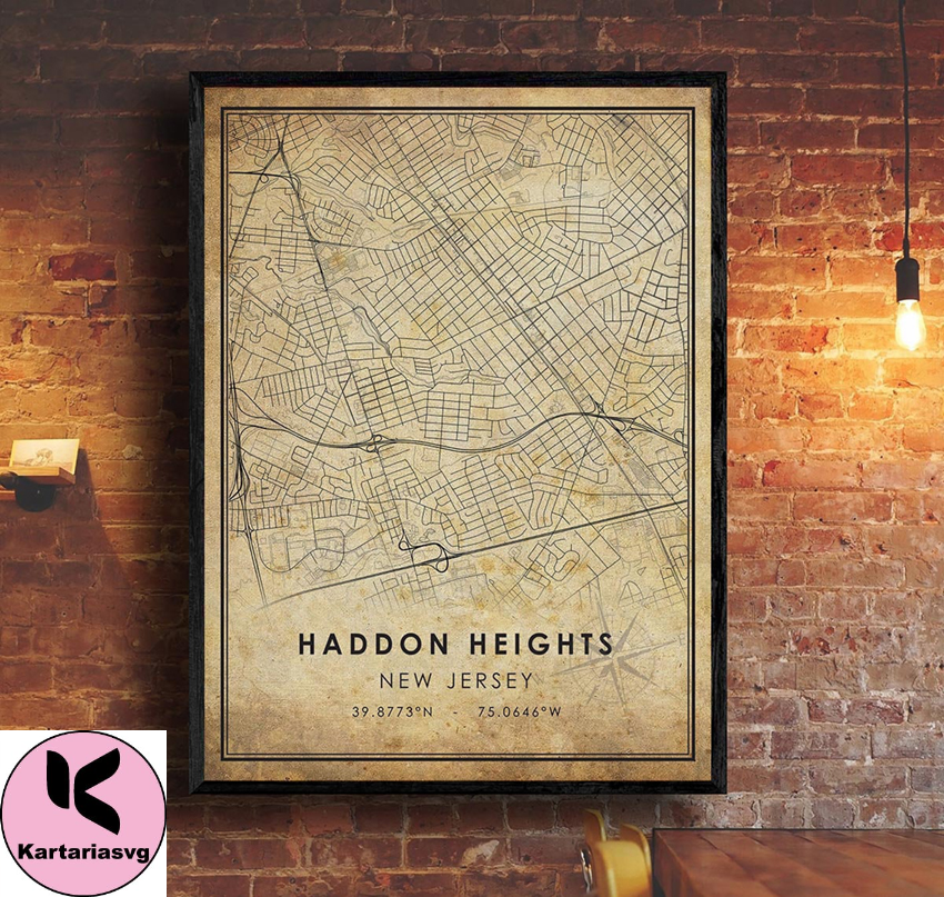 Haddonfield Map Print , Haddonfield Map , New Jersey Map Art | Inspire ...