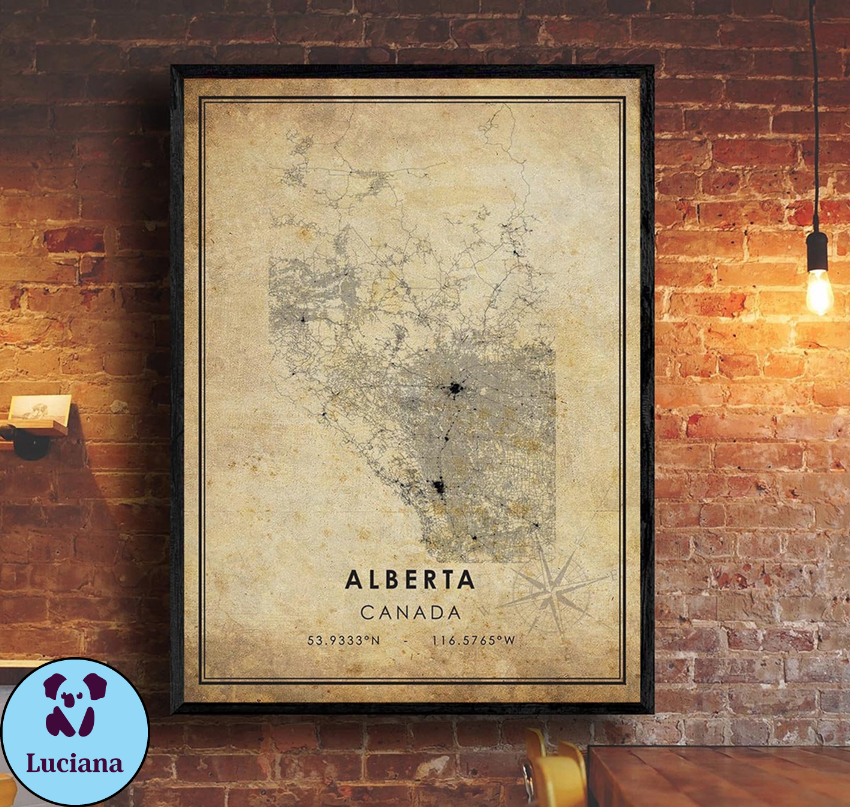 Alberta Map Print , Alberta Map , Canada Map Art , Alberta C | Inspire ...