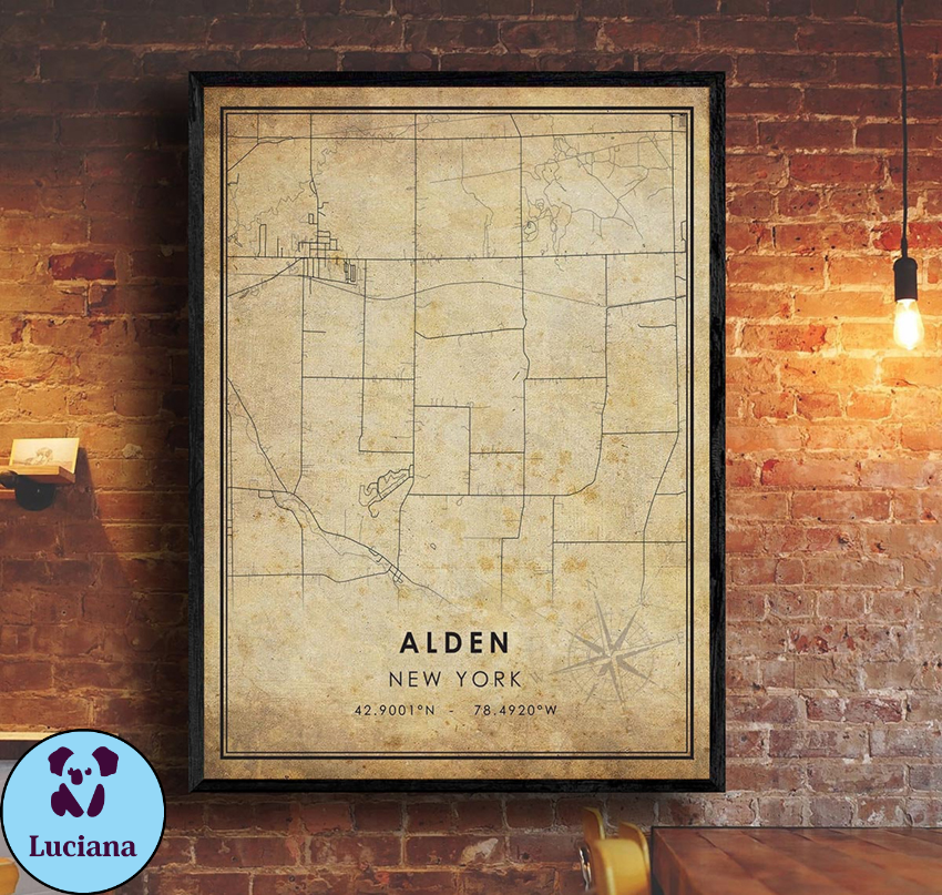 Alden Vintage Map Print , Alden Map , New York Map Art , Ald | Inspire ...